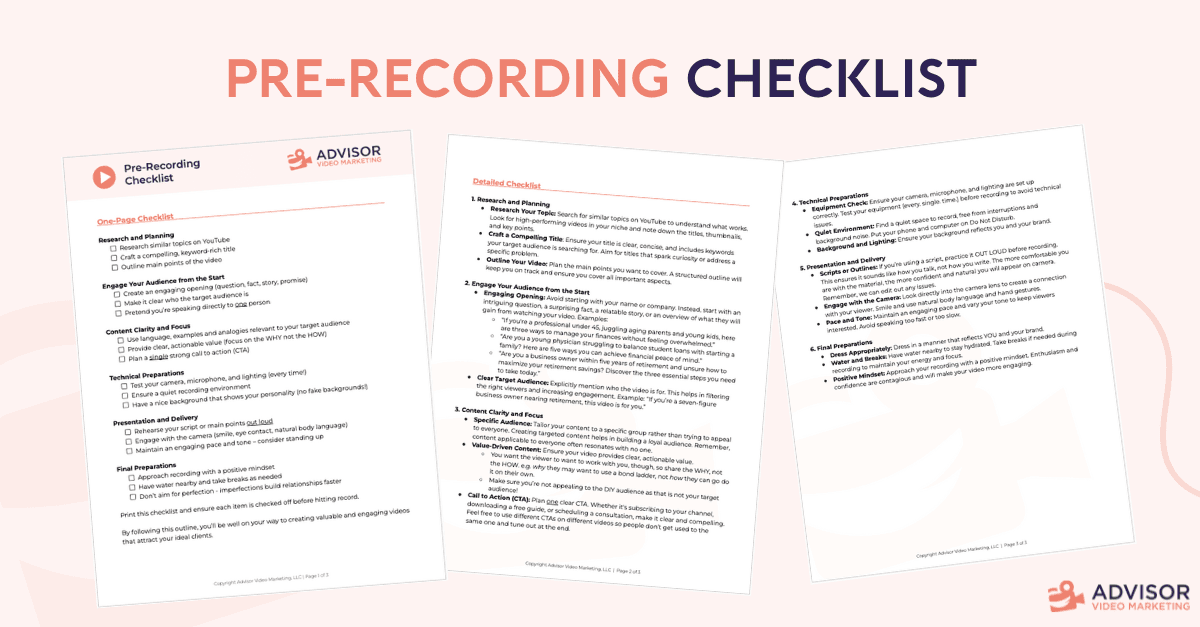 Your Ultimate Pre-Recording Checklist | Advisor Video Marketing